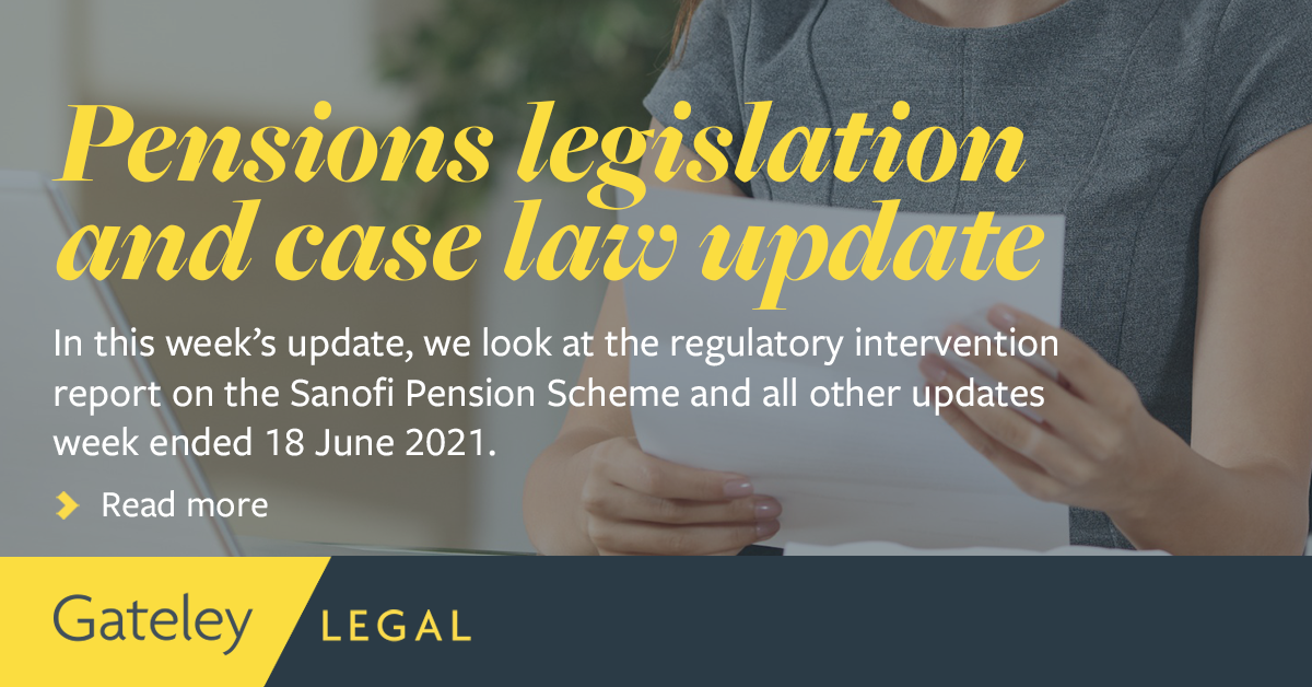 Pensions legislation and case law update: the latest developments week ...