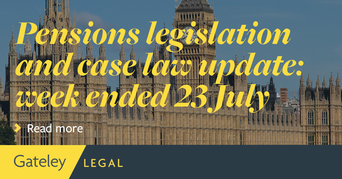 Pensions legislation and case law update: the latest developments week ...