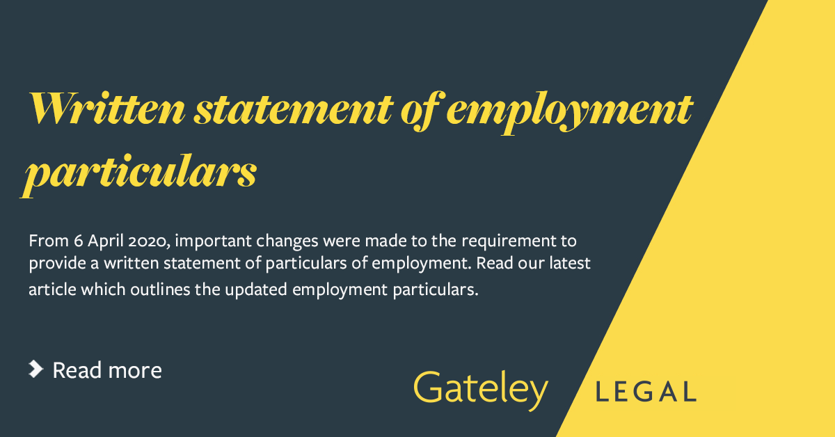 Written statement of employment particulars - Articles - Gateley