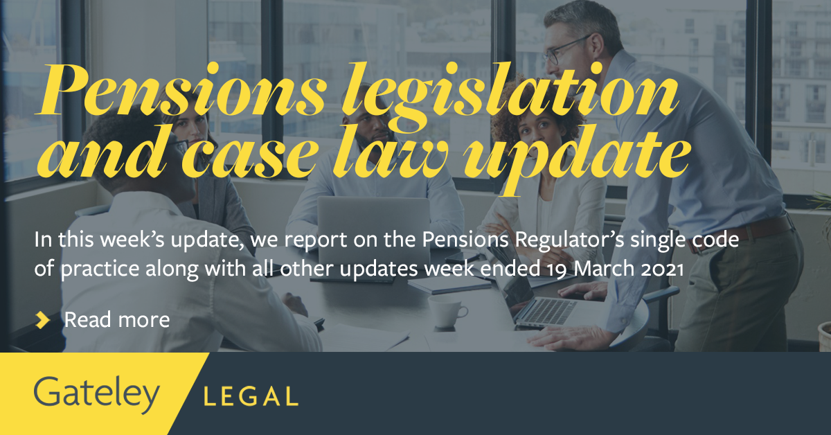 Pensions legislation and case law update: the latest developments week ...